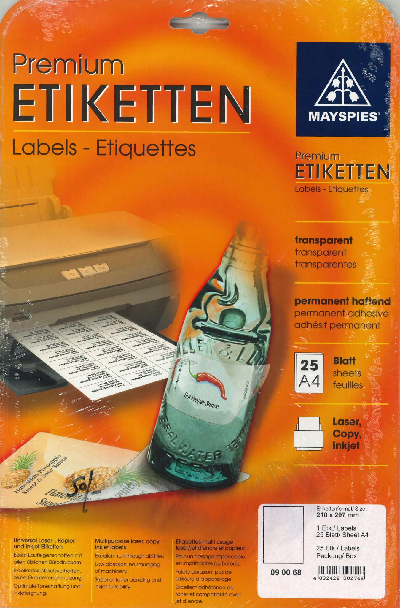 Premium Etiketten Labels, (smoky transparent), A4 size 25 sheets ...