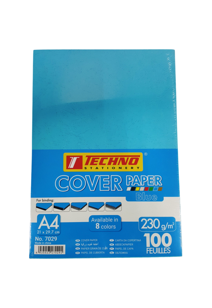 Binding card A4 size Blue 230 gsm Pack of 100 sheets – Arabian Stationery